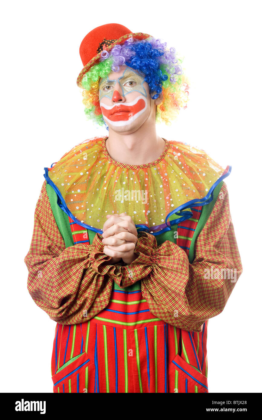 Portrait of a pensive clown. Isolated on white Stock Photo - Alamy