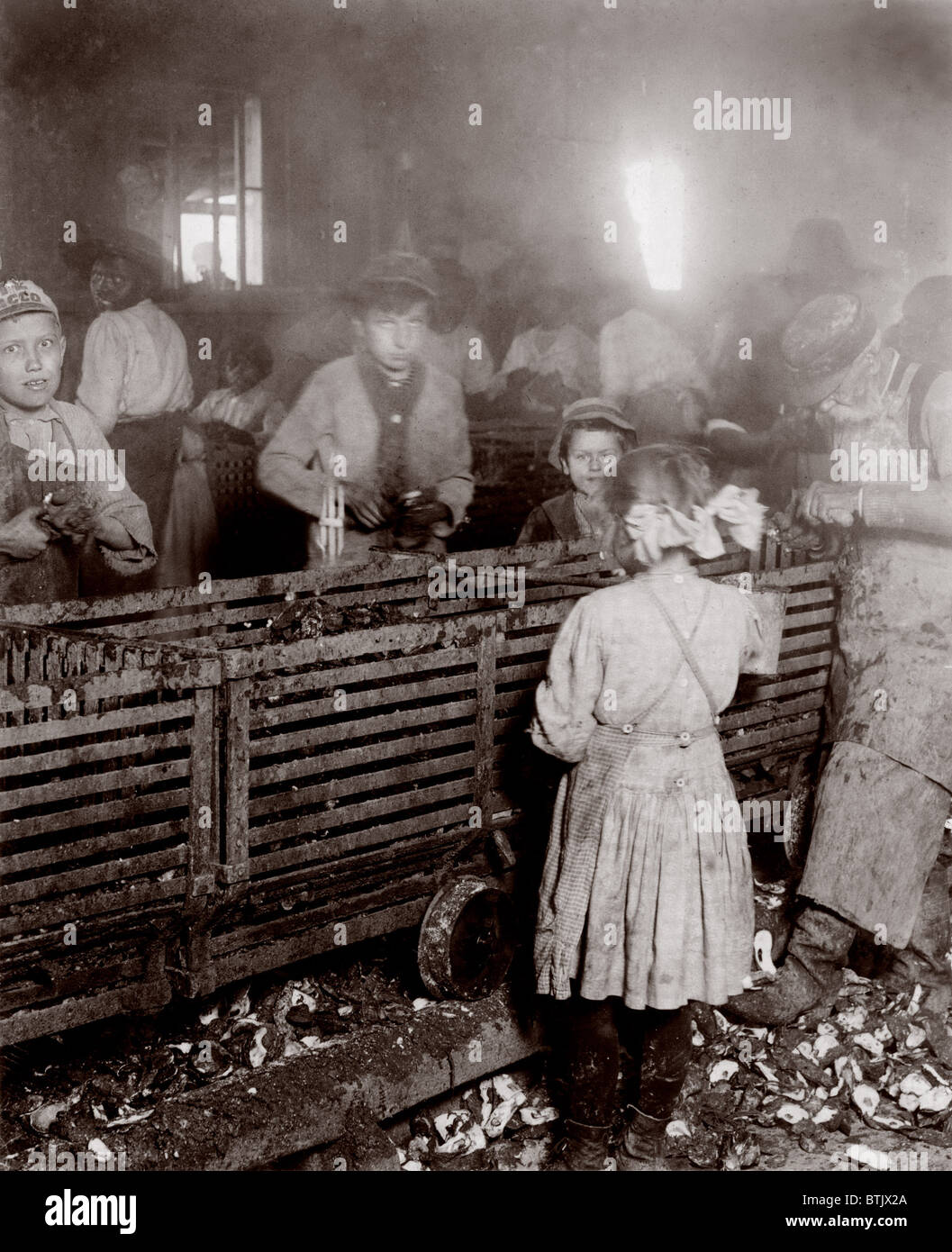 Child labor, scene in a canning factory, from original caption ...