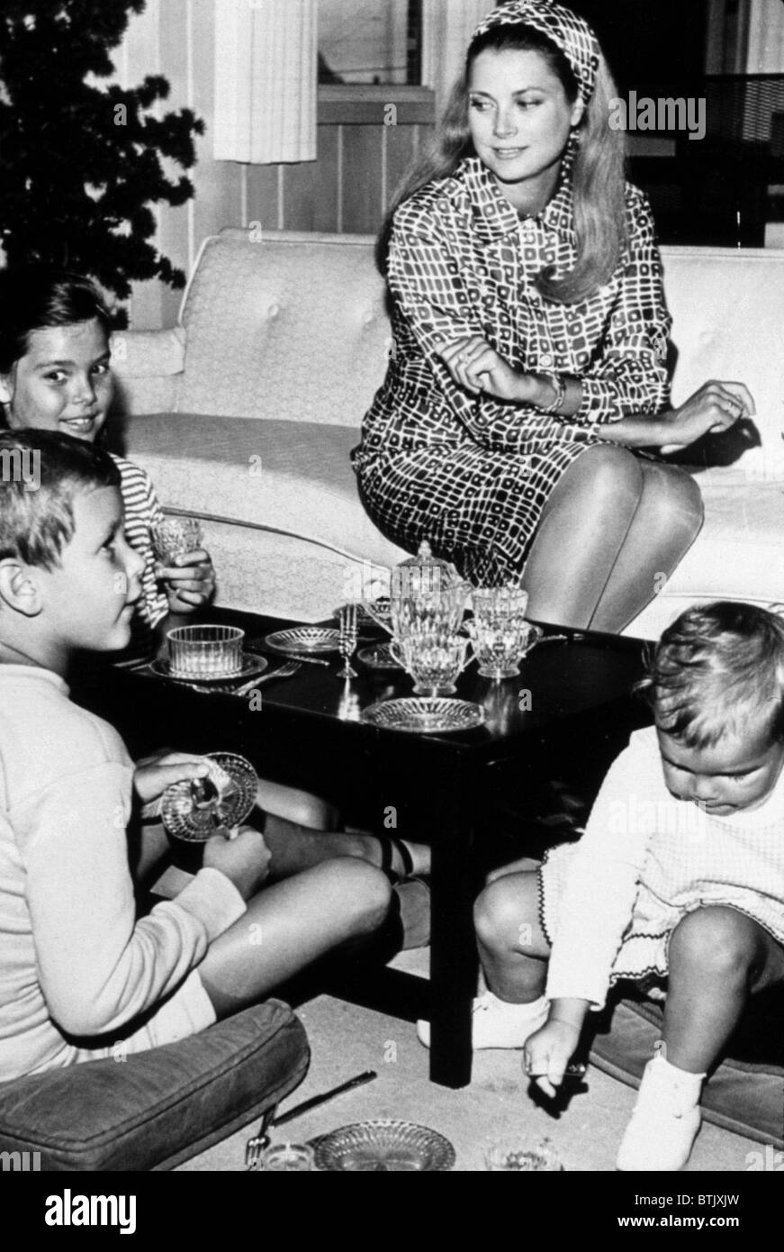 Princess grace of monaco with her children Black and White Stock Photos ...
