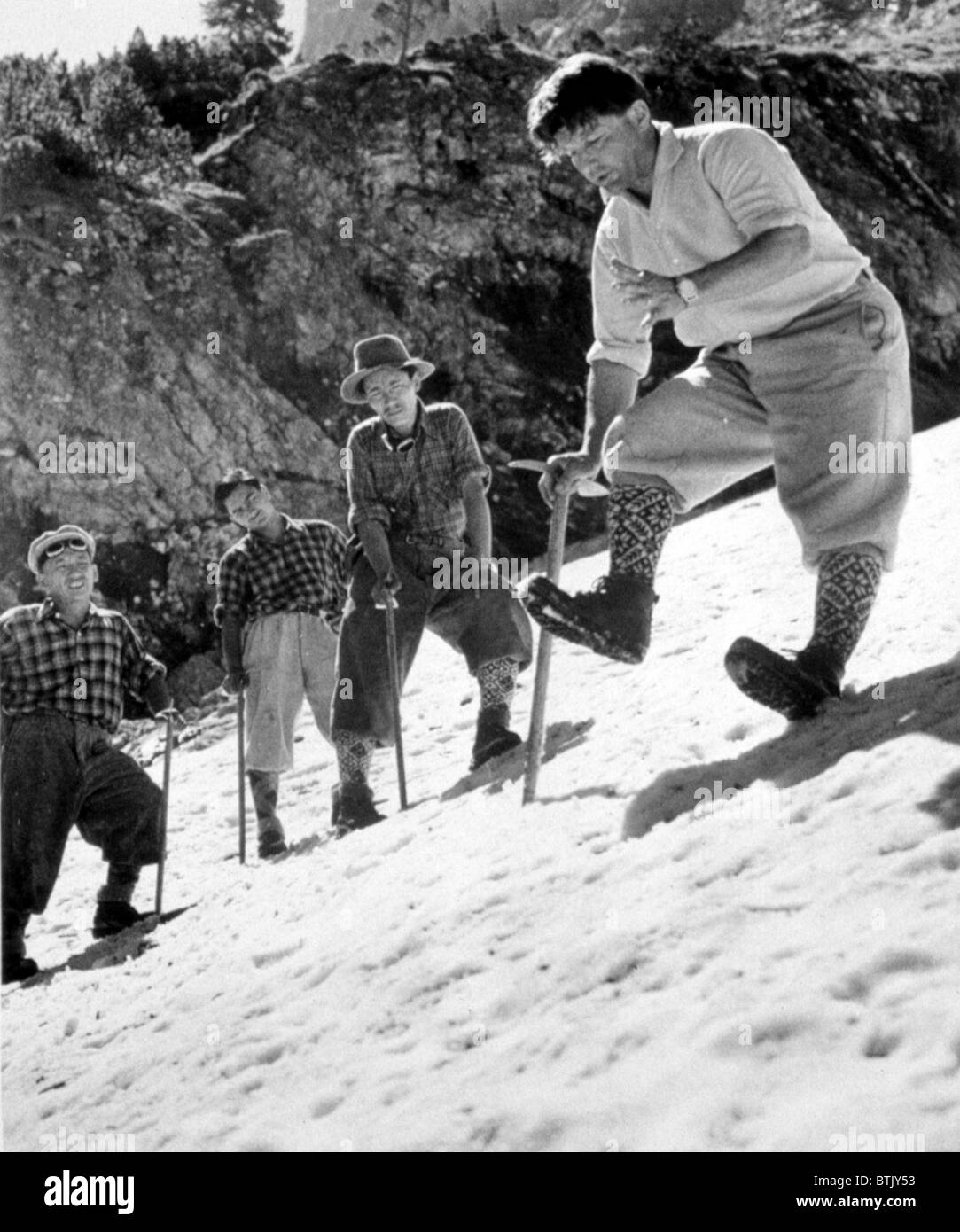 Tensing Norkay (center) with students at his Swiss mountaneering school ...