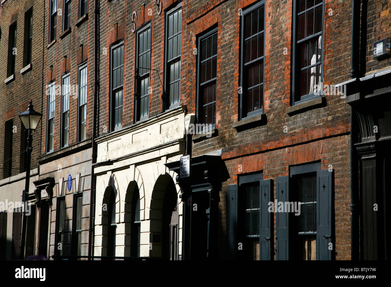 Georgian townhouses on Princelet Street, Spitalfields, London, UK Stock ...