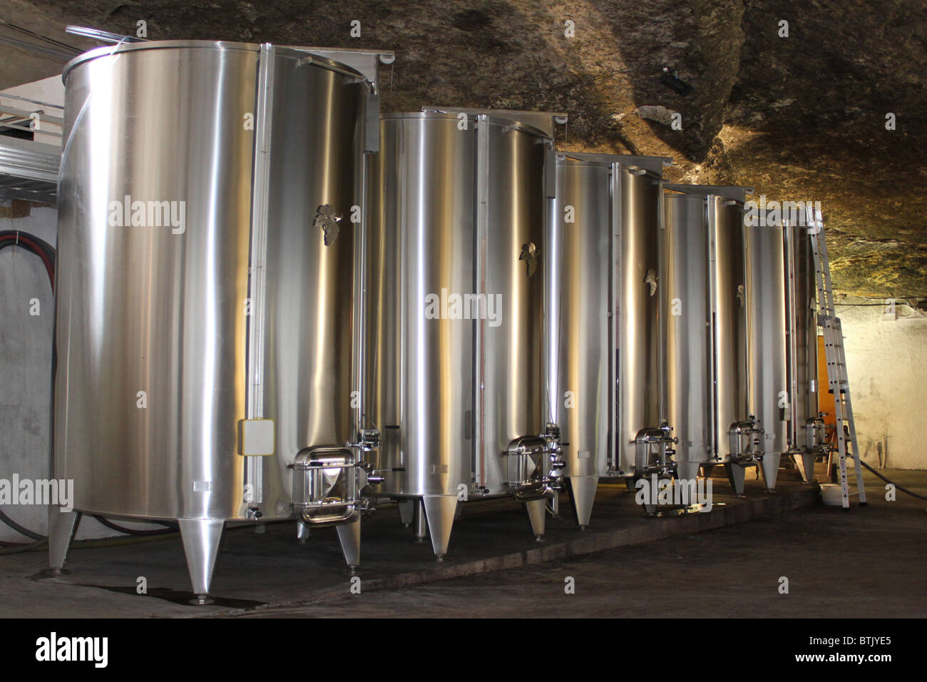 tanks for the fermentation of wine in a cellar Stock Photo - Alamy