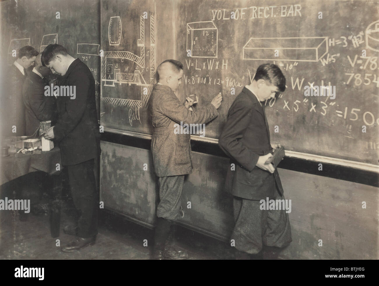 Boys at school, vocational printing, math class, Fall River ...