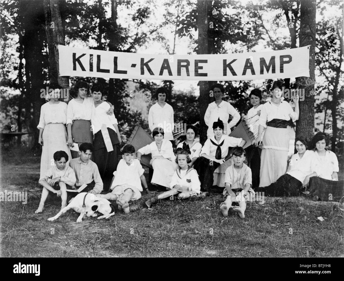 Girls and dog Black and White Stock Photos & Images - Alamy