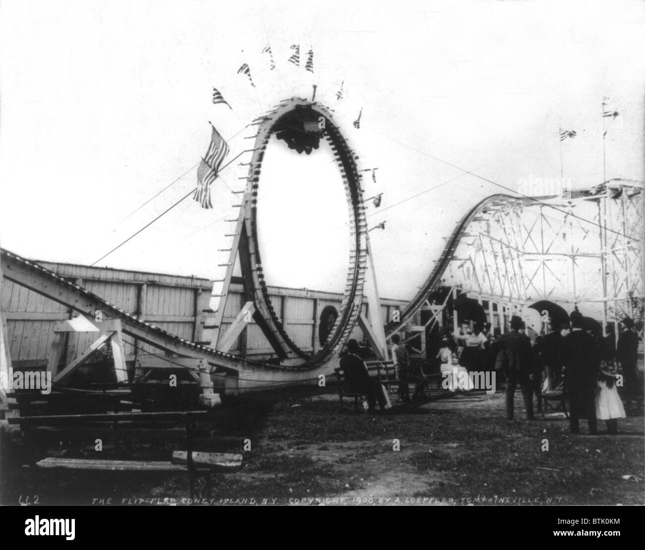 Coney Island, the Flip-Flap, roller coaster type of ride, with a loop ...