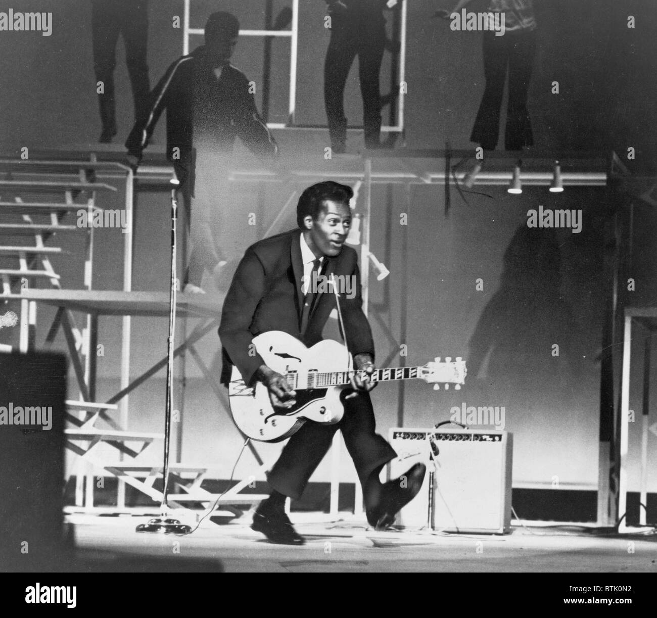 Chuck Berry (b. 1926) on stage, playing guitar. 1965 Stock Photo - Alamy