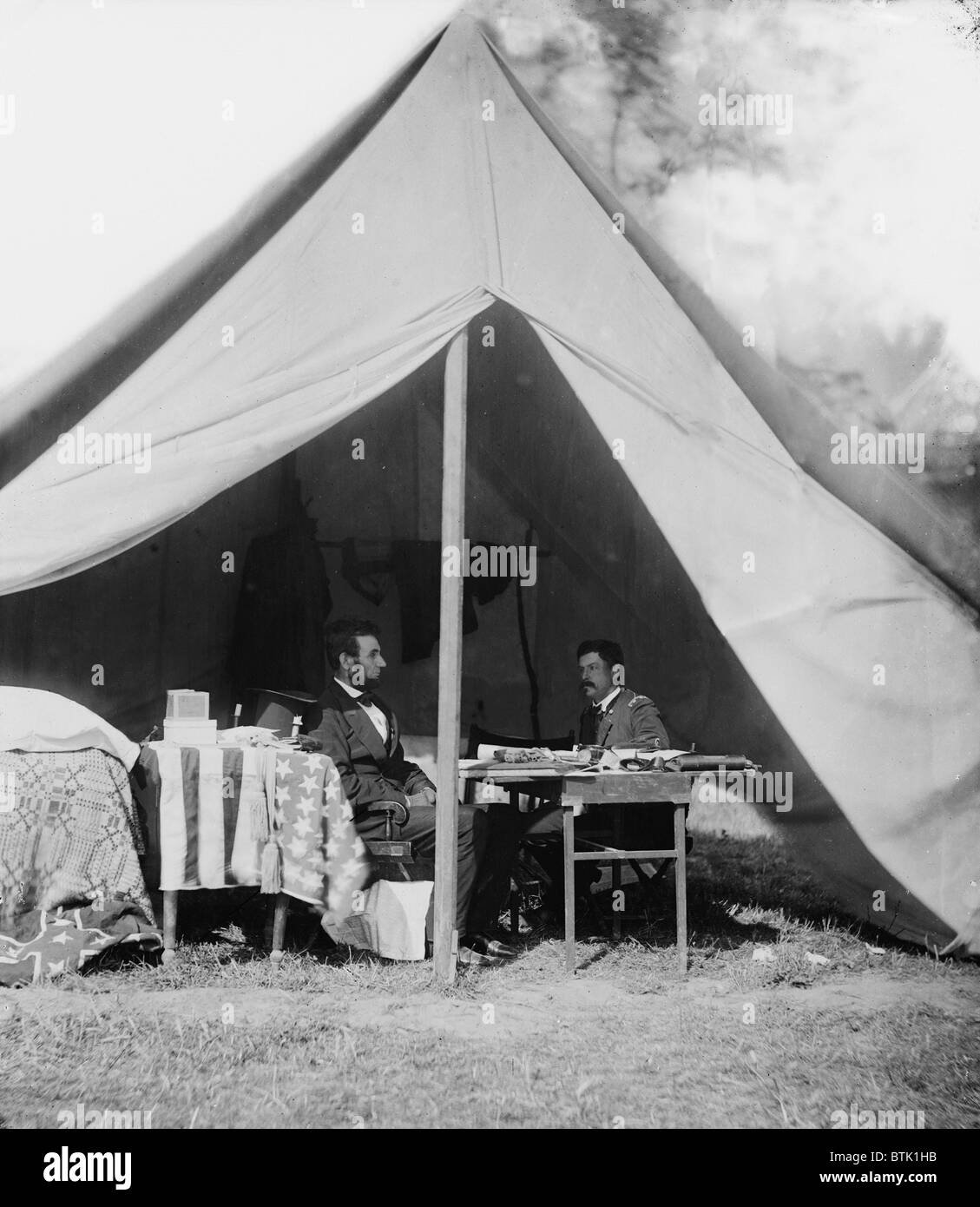 President Lincoln and Gen. George B. McClellan in the general's tent ...