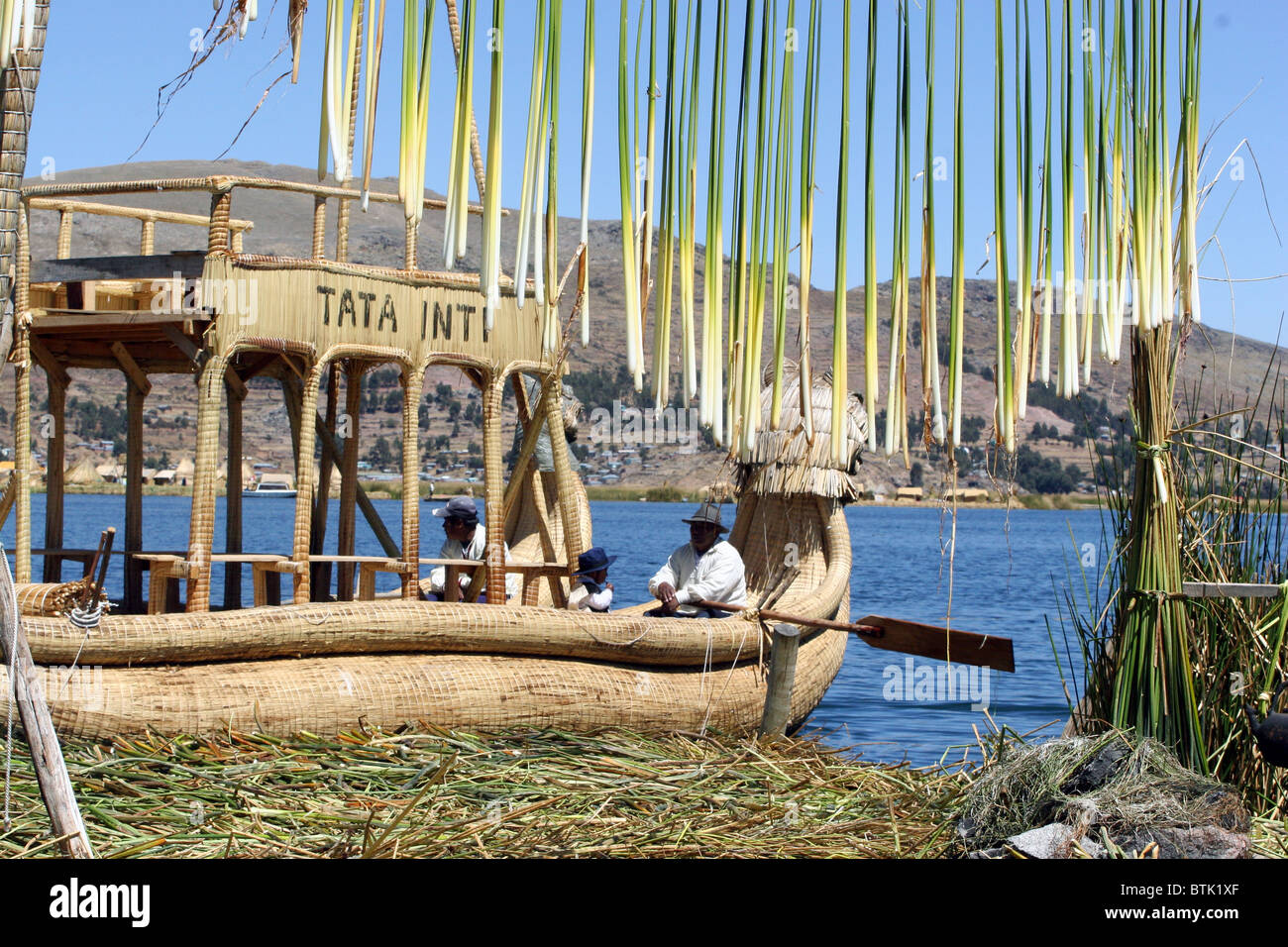 Drying Totora reeds, Uros Islands, the floating islands in Lake ...