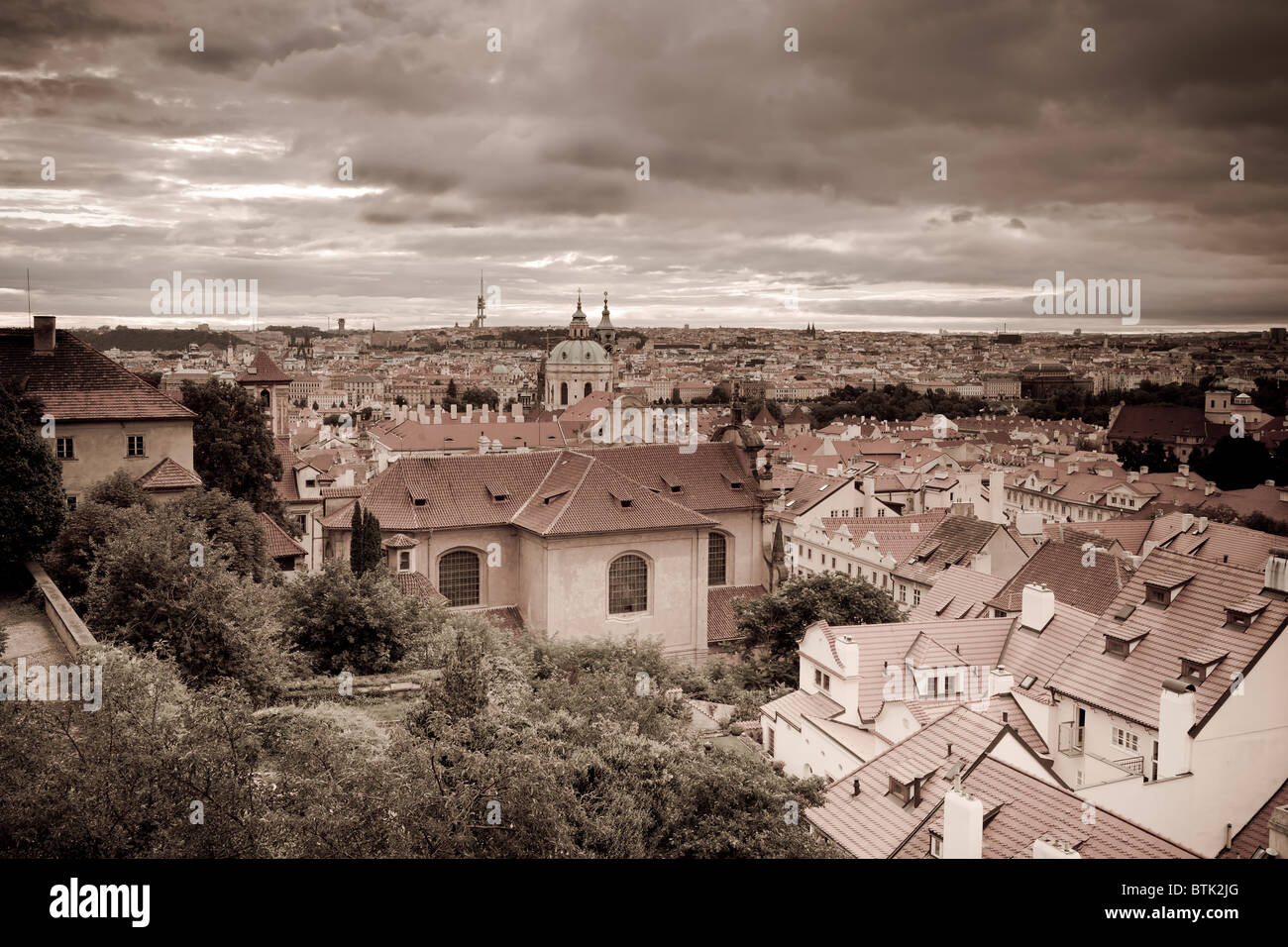 retro style photo of old part of Prague. Czech republic Stock Photo - Alamy