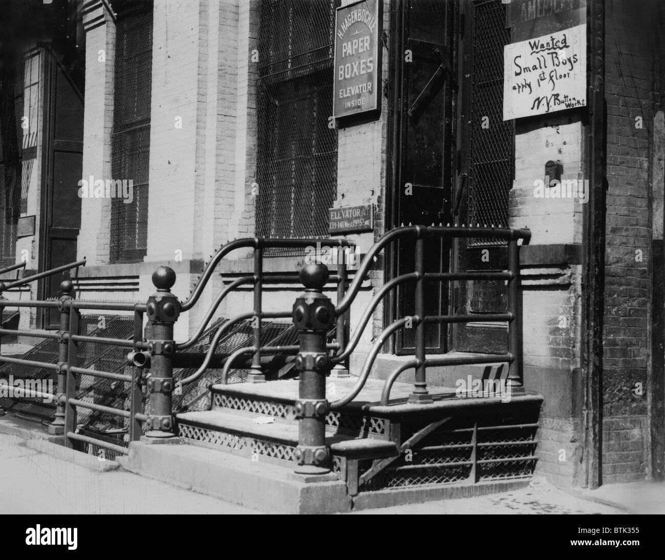 Child labor, boy wanted sign, reads: 'Wanted Small Boys, apply 1st ...