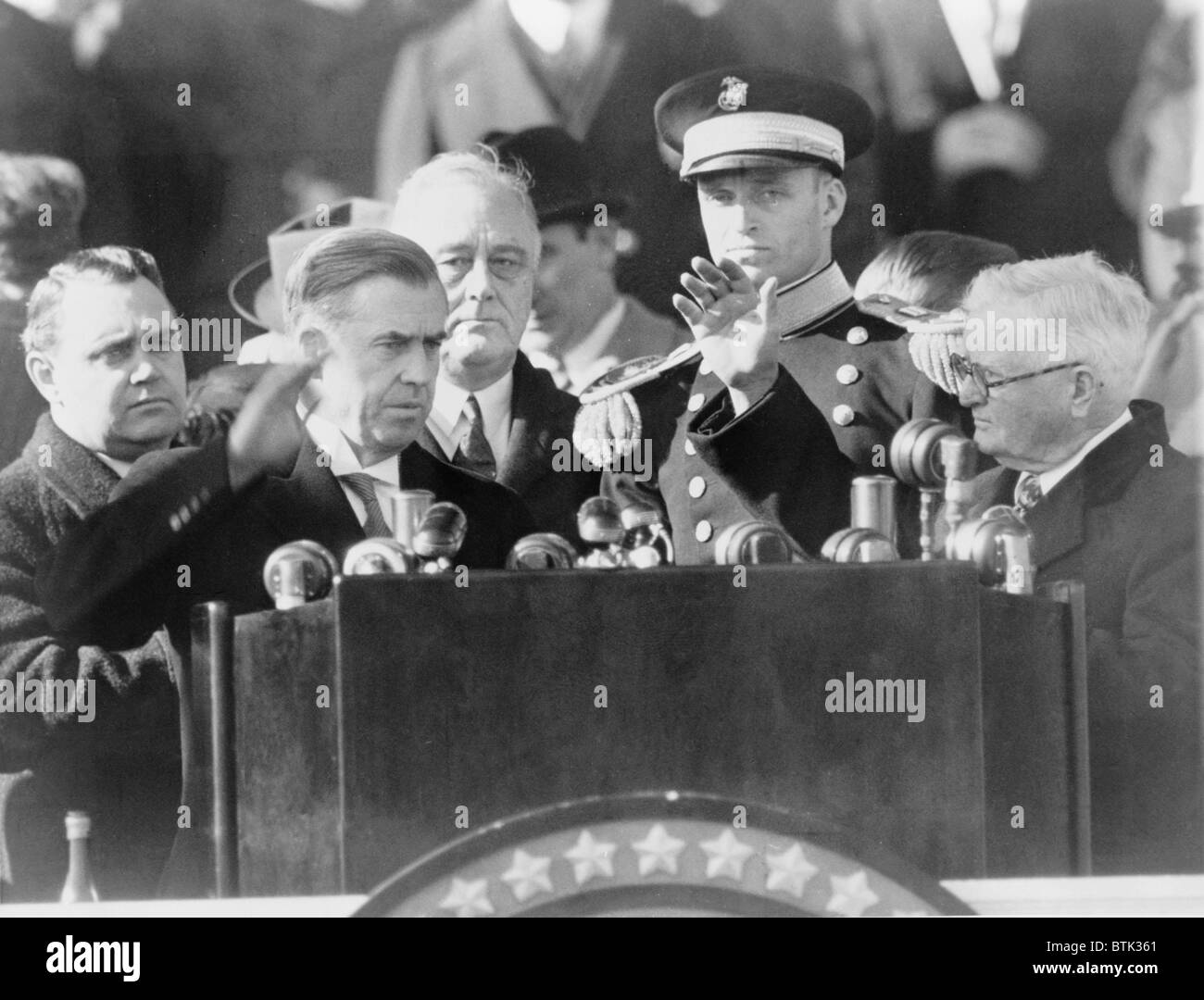 Vice President Henry Wallace (1888-1965) takes the oath of office from ...