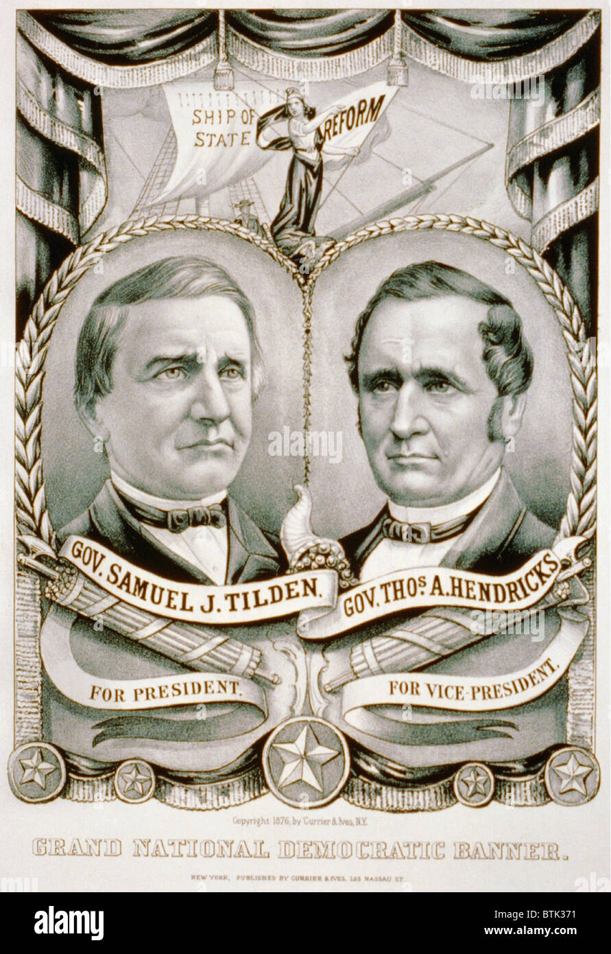 1876 Grand National Democratic banner with candidates Samuel J. Tilden ...