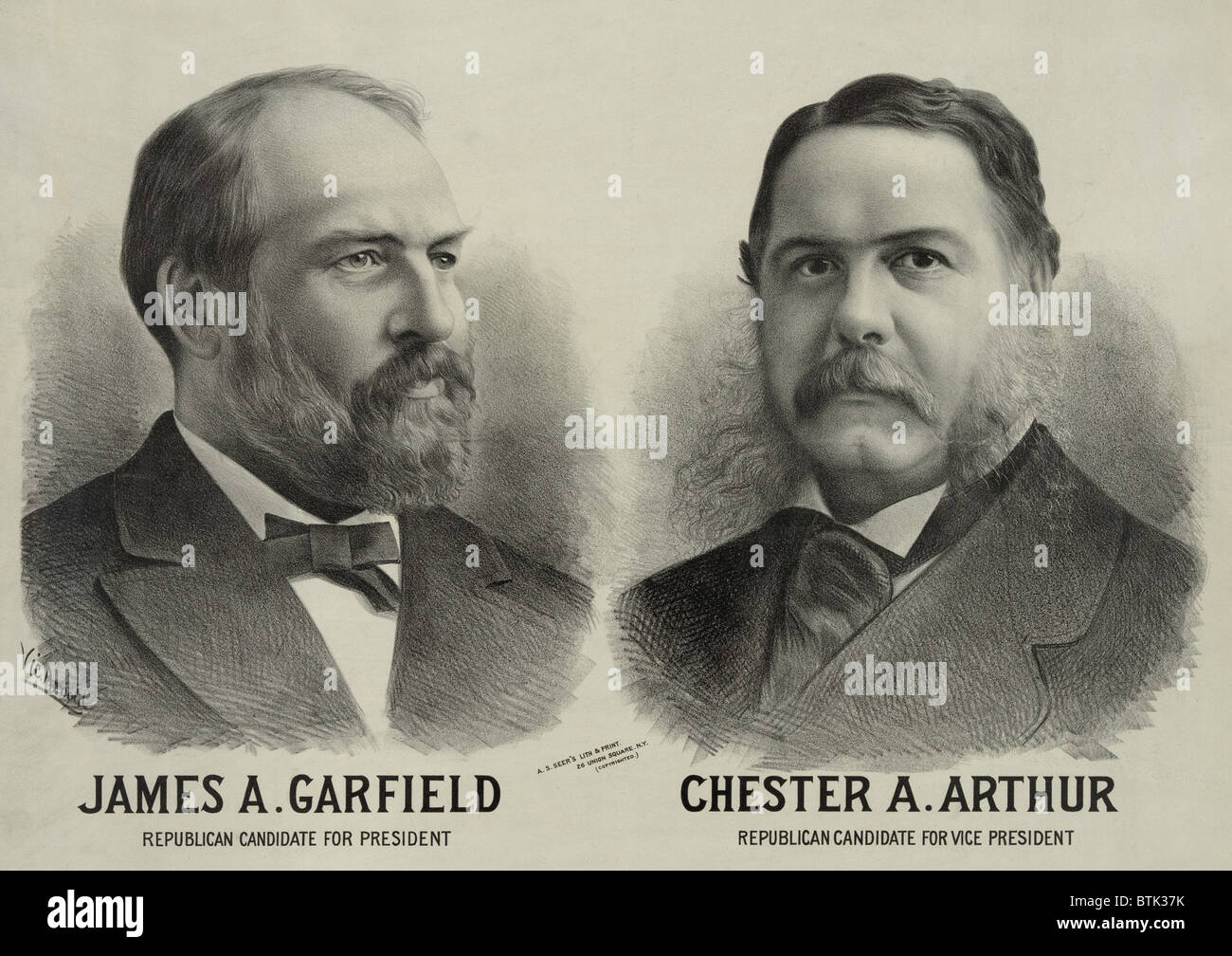 1880 Republican campaign poster with portraits of James A. Garfield ...