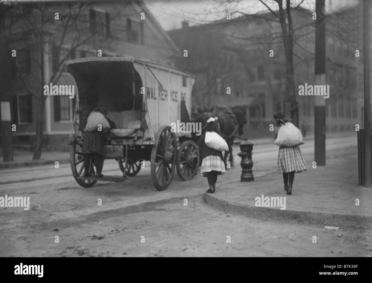 Child labor, Girls working on ice wagon, New York City, photograph by ...