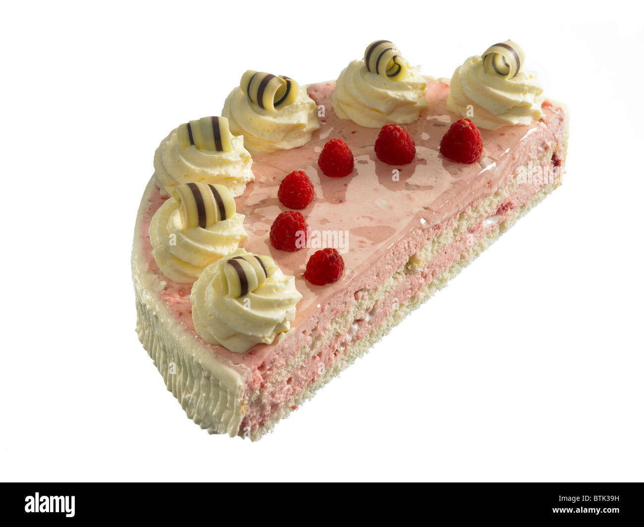 half of a raspberry mousse gateaux Stock Photo - Alamy