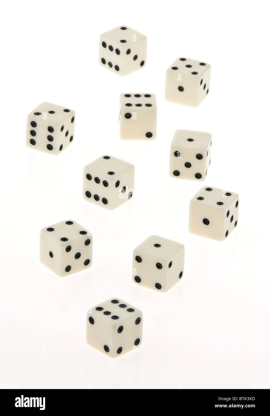 Several dice of a game on a white background Stock Photo - Alamy