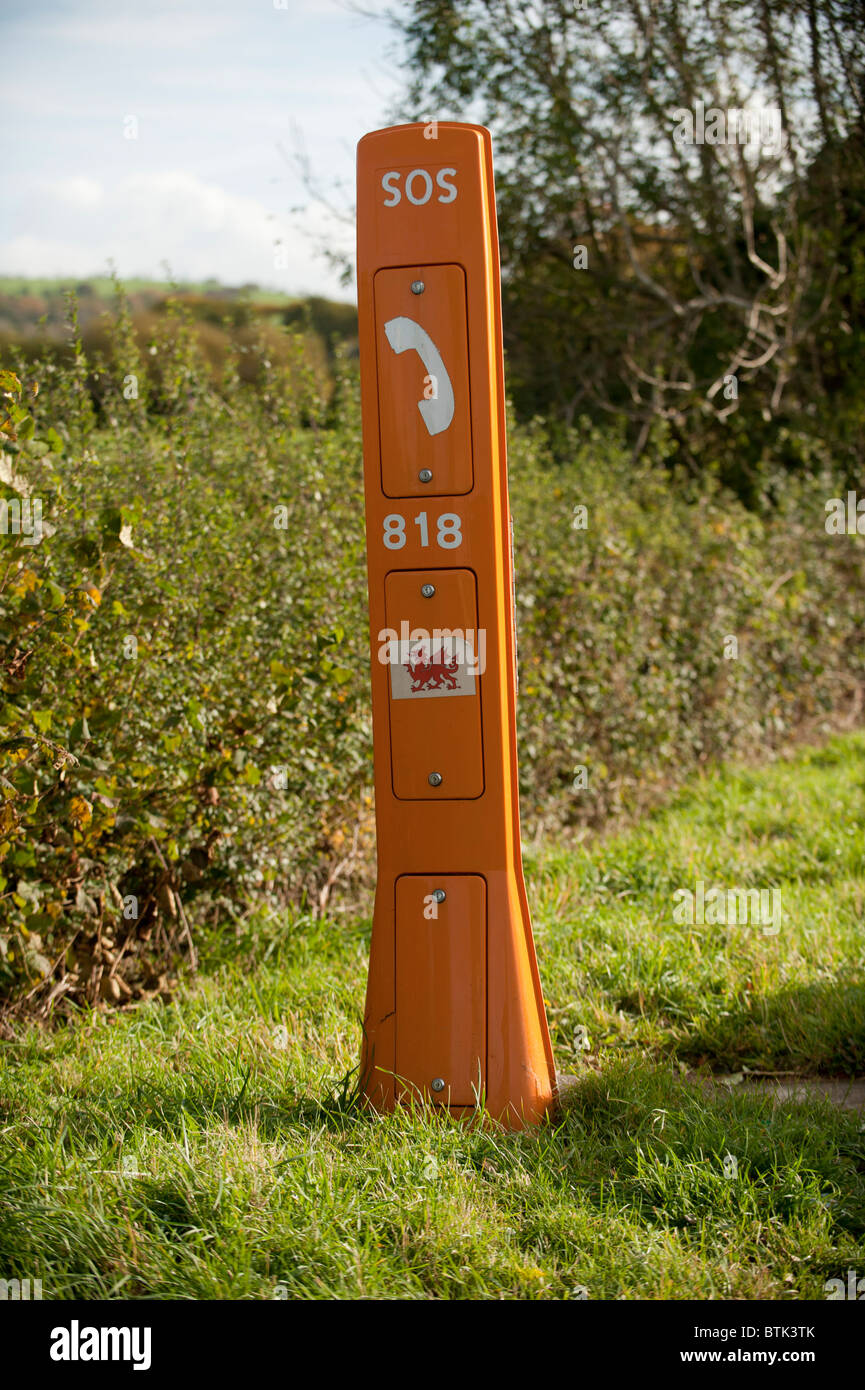 A roadside SOS emergency telephone point wales UK Stock Photo - Alamy