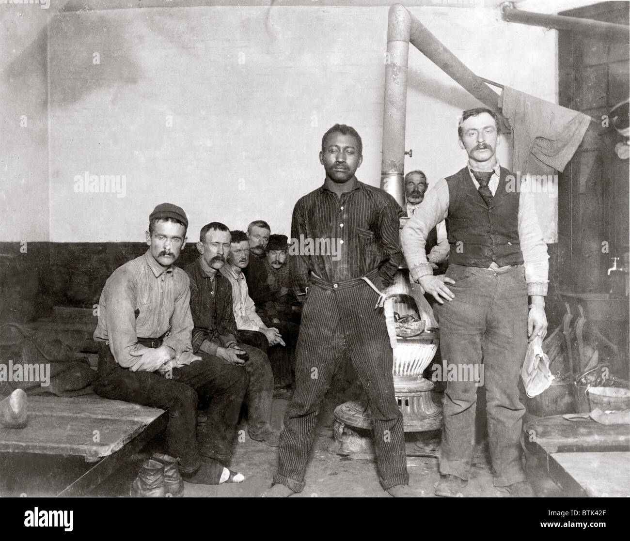 Homeless men at the police station lodging, in New York City. The ...