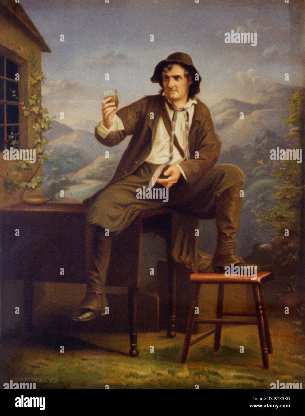 Joseph Jefferson (1829-1905), American actor, in scene from the play ...