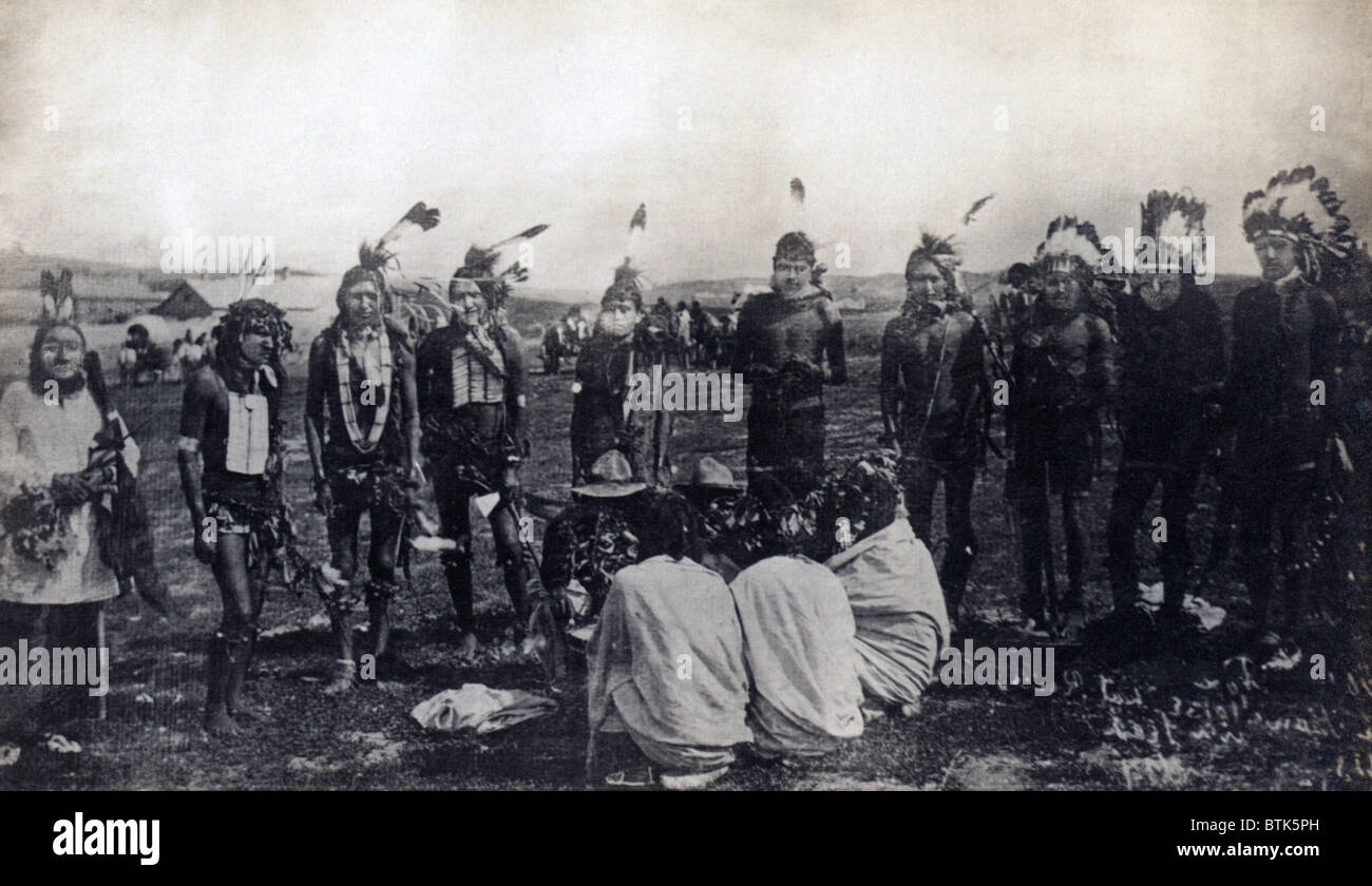 Sioux men, Two Strike's band, Brule Lakota Sioux, Pine Ridge, South ...