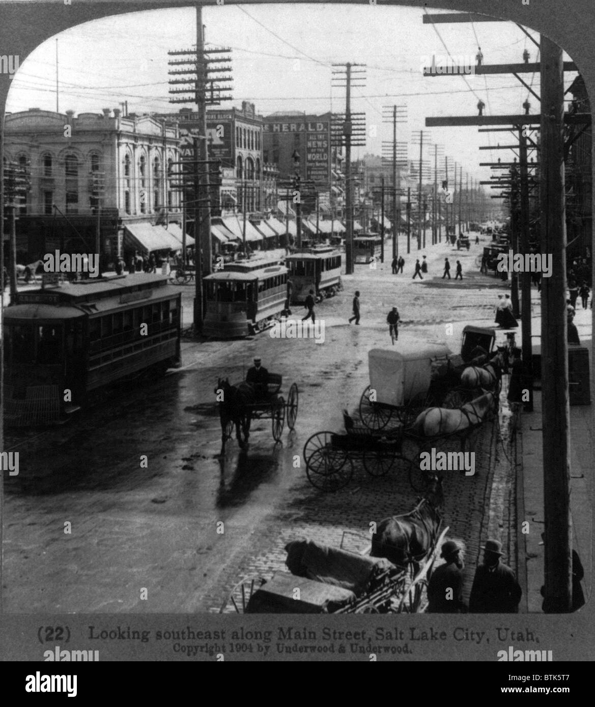 Looking southeast along Main Street, Salt Lake City, Utah c. 1908 Stock ...