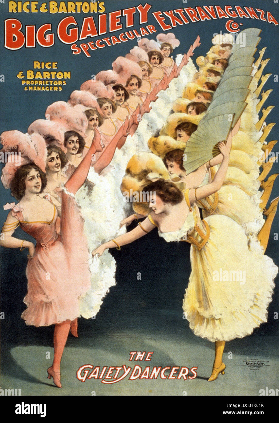 High kicking chorus girls with low necklines and short skirts of a turn ...