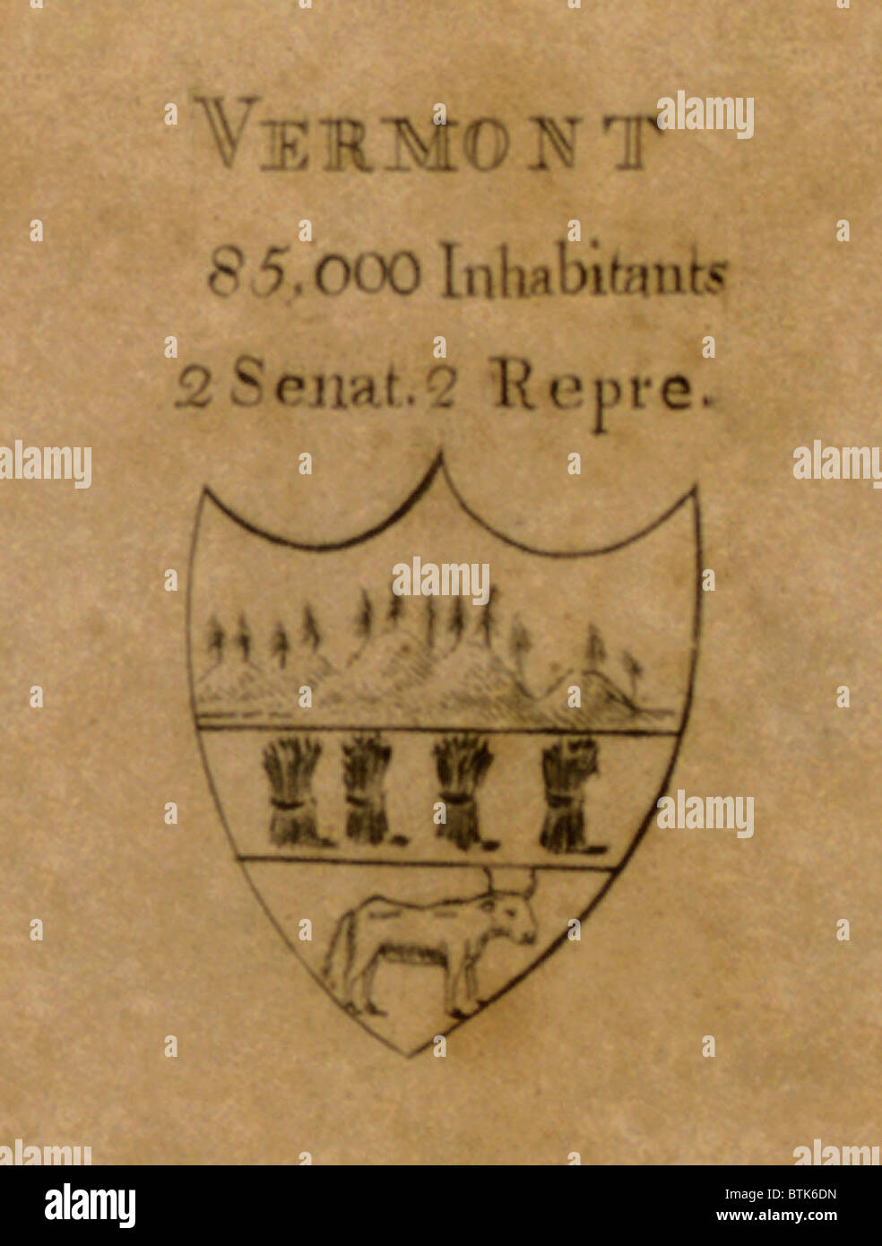 Great Seal of the State of Vermont, detail of 'A display of the United ...