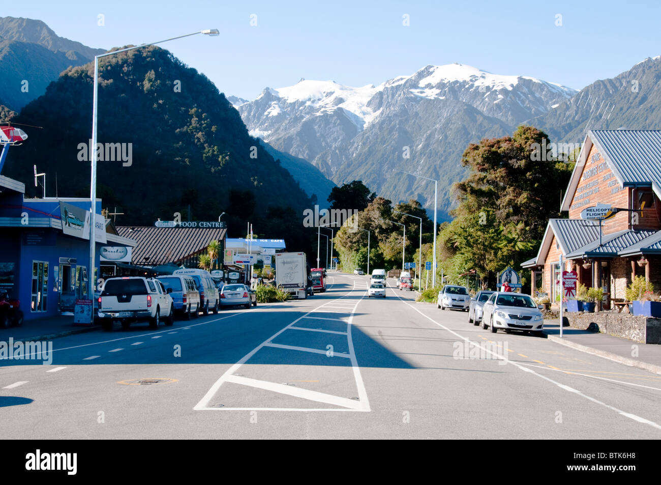Franz Josef,Town,Snow Capped Peaks of Southern Alps, Rata Trees in ...