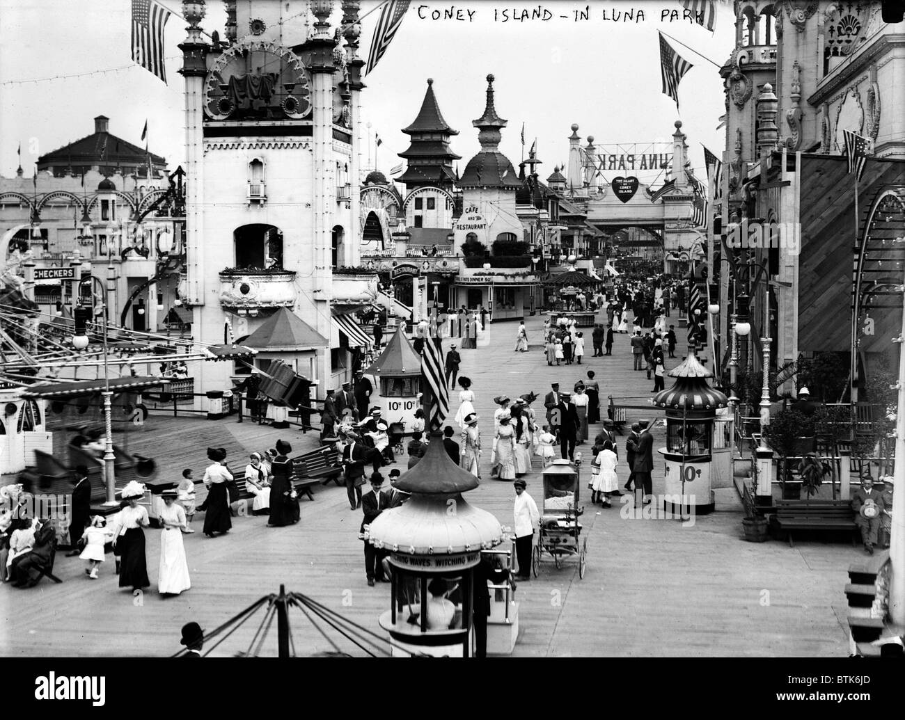 Coney Island, Luna Park. New York City, photograph, ca. 1910-1915 Stock ...