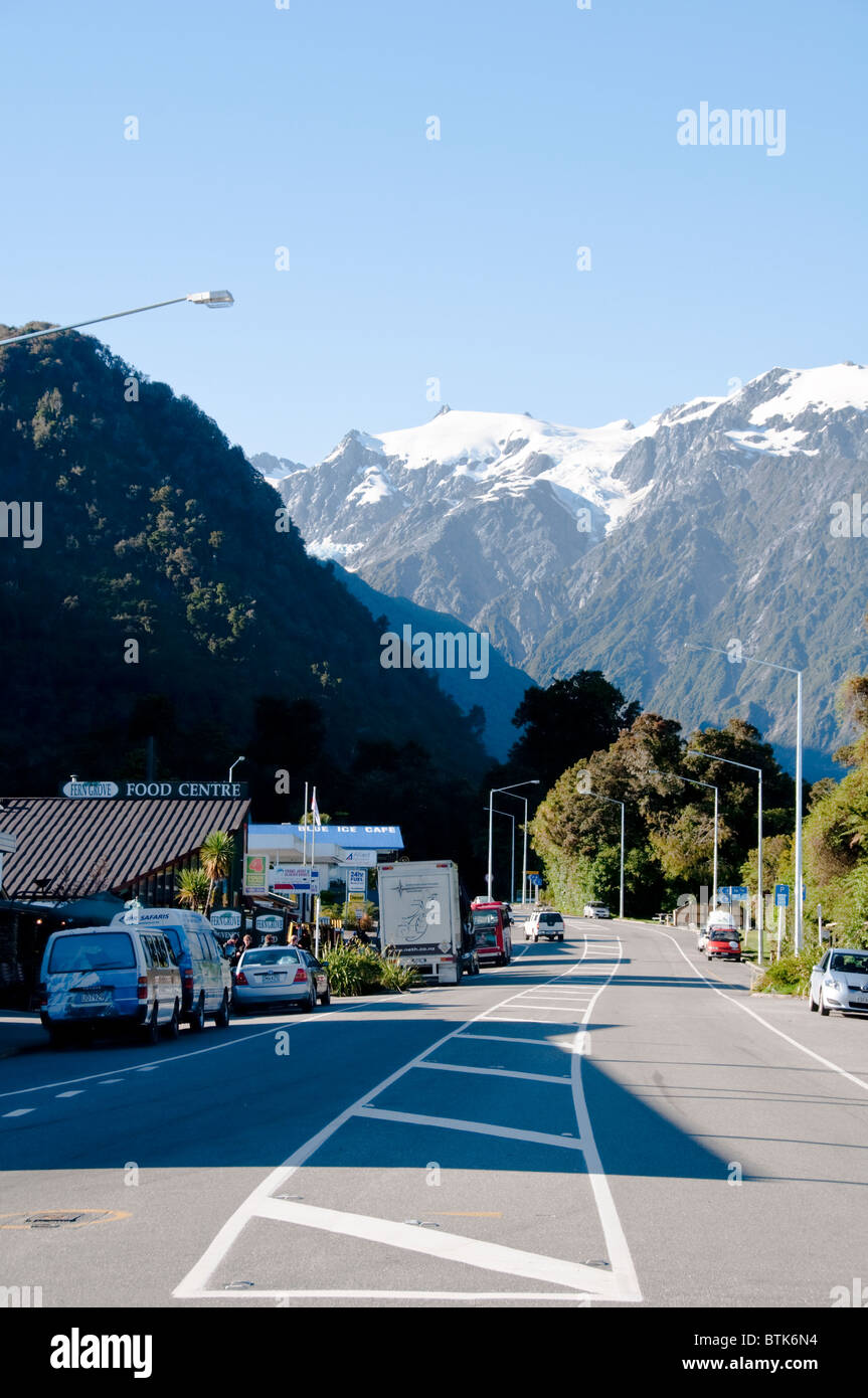 Franz Josef,Town,Snow Capped Peaks of Southern Alps, Rata Trees in ...