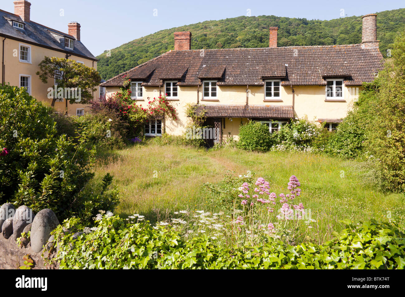 Traditional Exmoor cottages at Allerford, Exmoor, Somerset Stock Photo ...