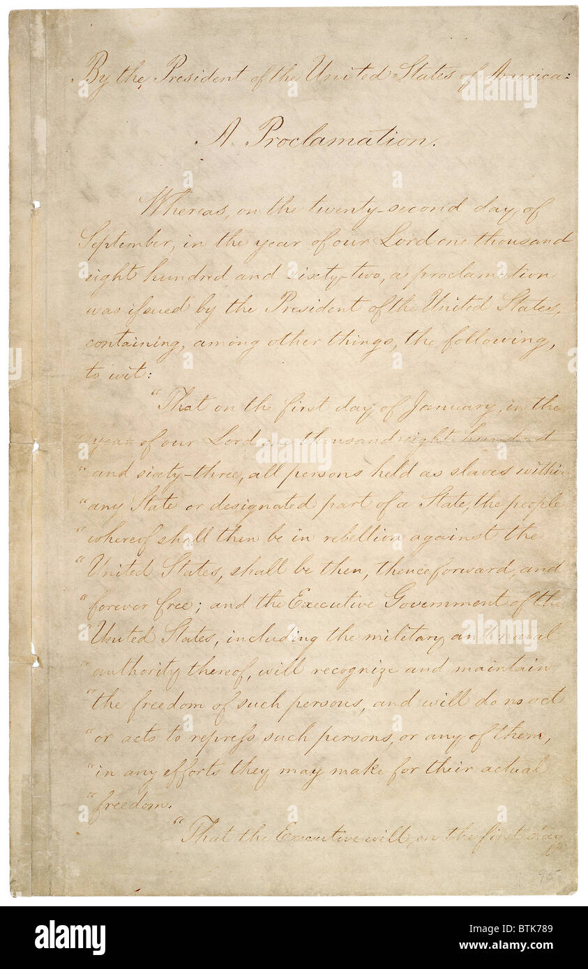 The Civil War. The manuscript of the Preliminary Emancipation ...