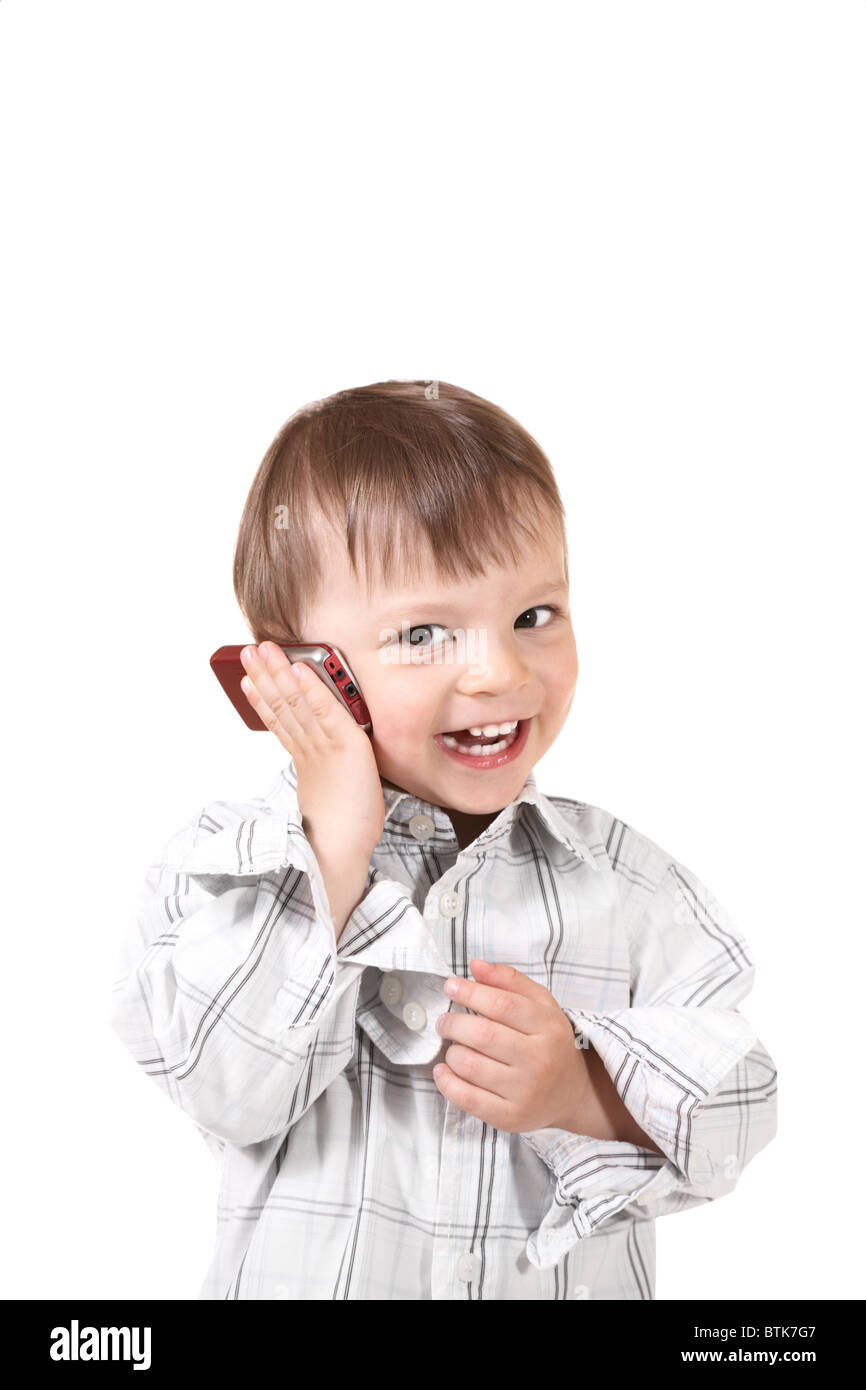 smiling baby with mobile phone Stock Photo - Alamy