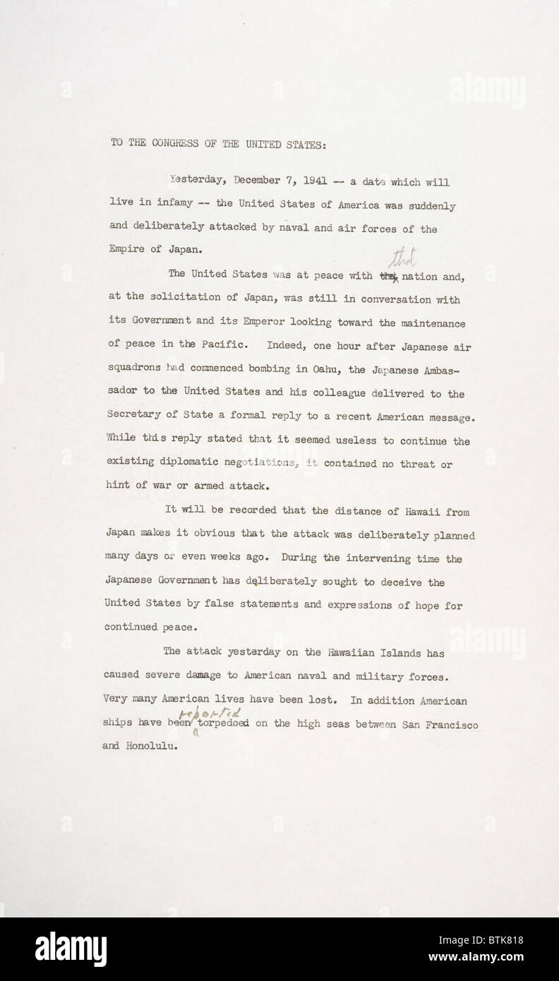 World War II. 'Day of Infamy' Speech by Franklin D. Roosevelt ... World War II. 'Day of Infamy' Speech by Franklin D. Roosevelt ...