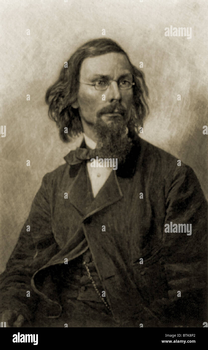 George Inness (1825-1894), American landscape painter. Engraving based ...