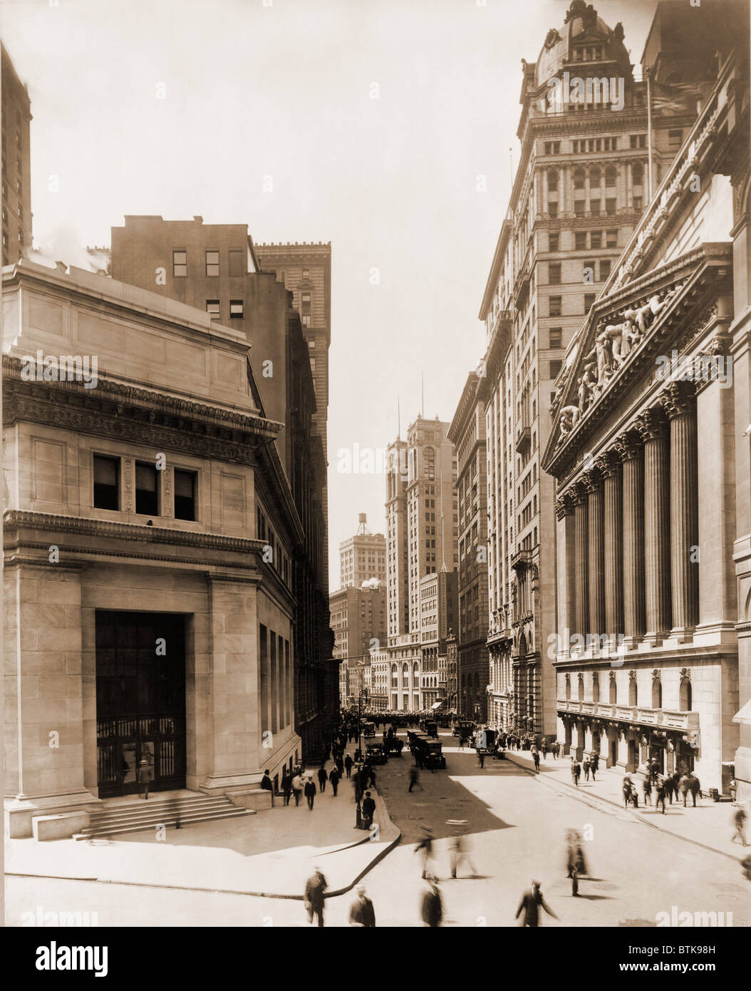View down Broad street from its intersection with Wall Street. In right ...