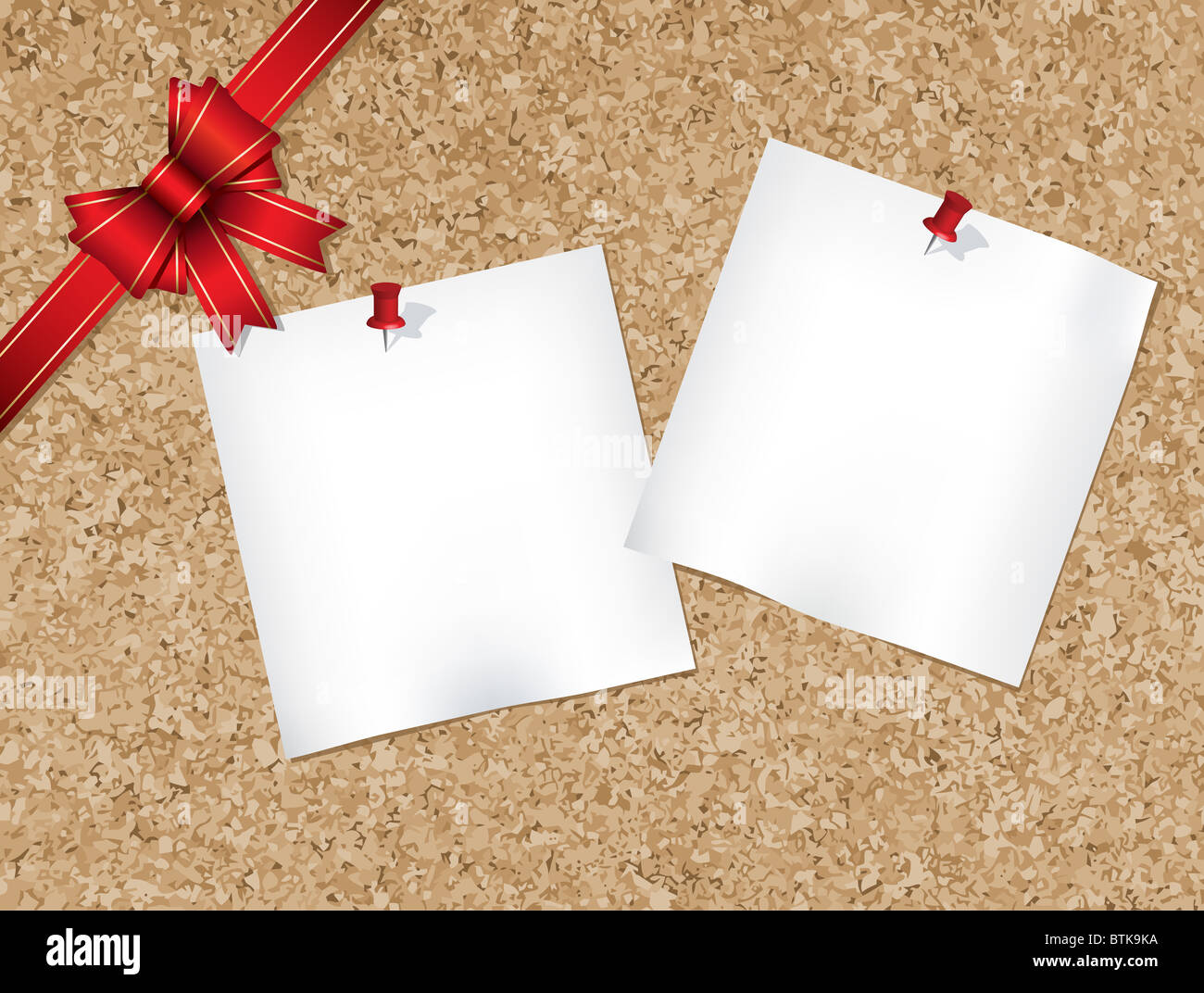 Cork bulletin board with ribbon illustration Stock Photo - Alamy