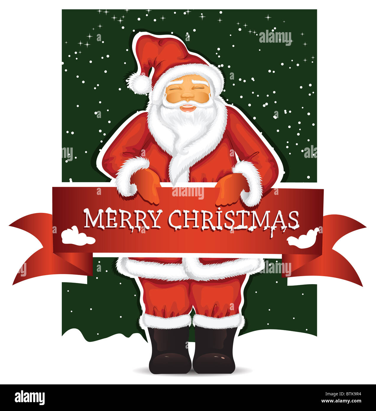 Santa Claus with christmas banner Stock Photo - Alamy