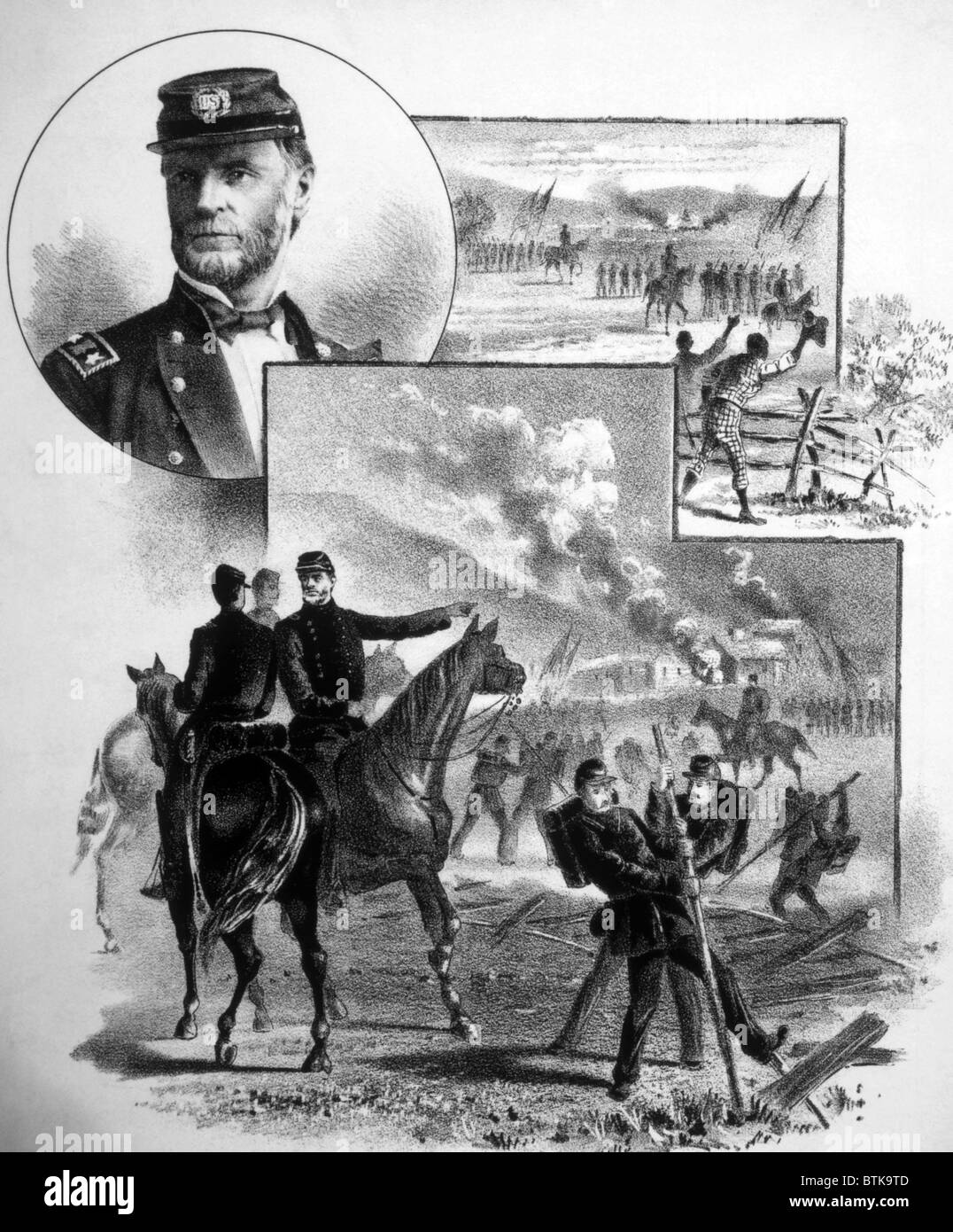 Sherman's March Through Georgia, Union troops tearing up railroad ...