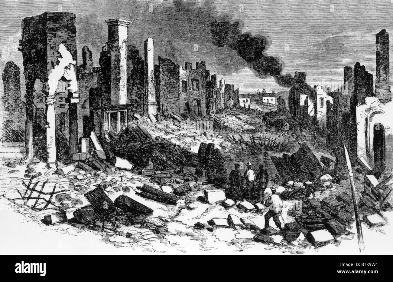 The ruins of Richmond, Virginia at the end of the Civil War, 1865, from ...