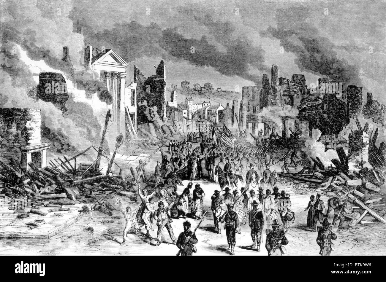 The Union Army entering Richmond, Virginia, 1865, engraving from Leslie ...