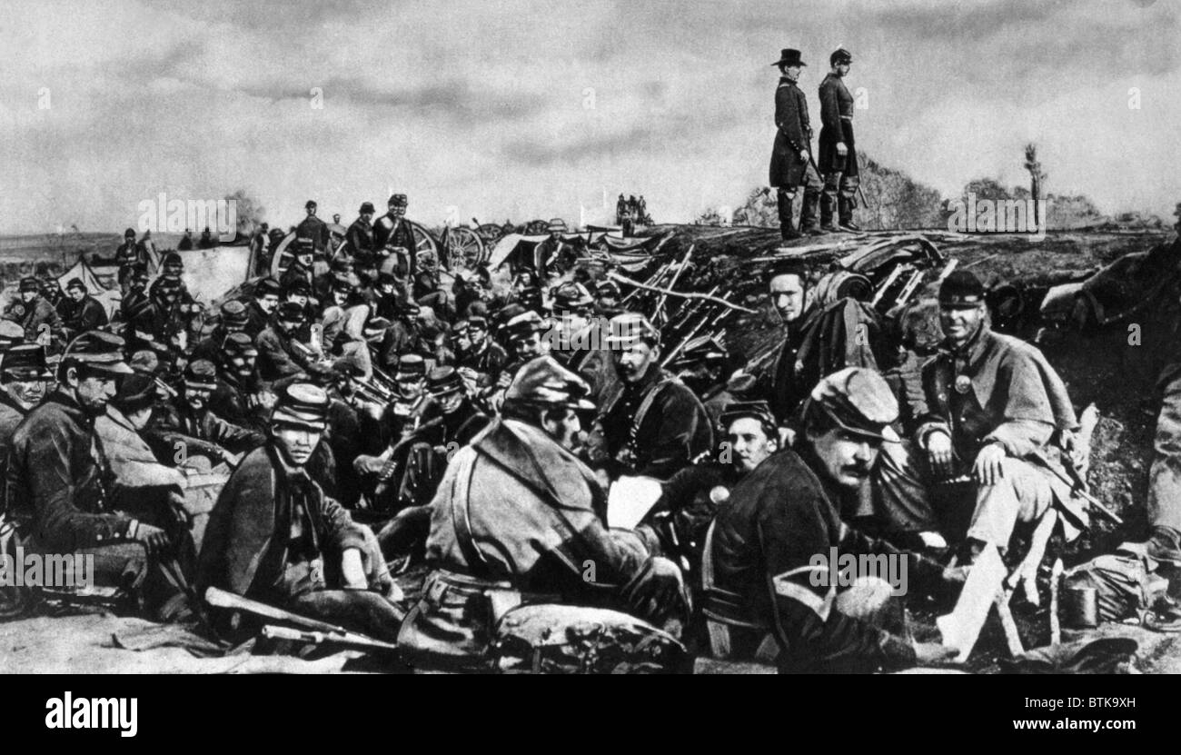 The Battle of Petersburg, Union soldiers in trenches prior to the ...