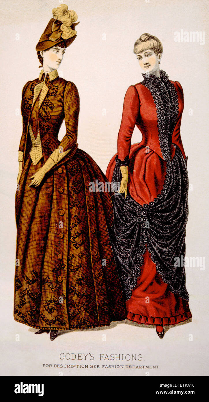 Women's fashions from Godey's Lady's Book, circa early 1880s. Photo ...