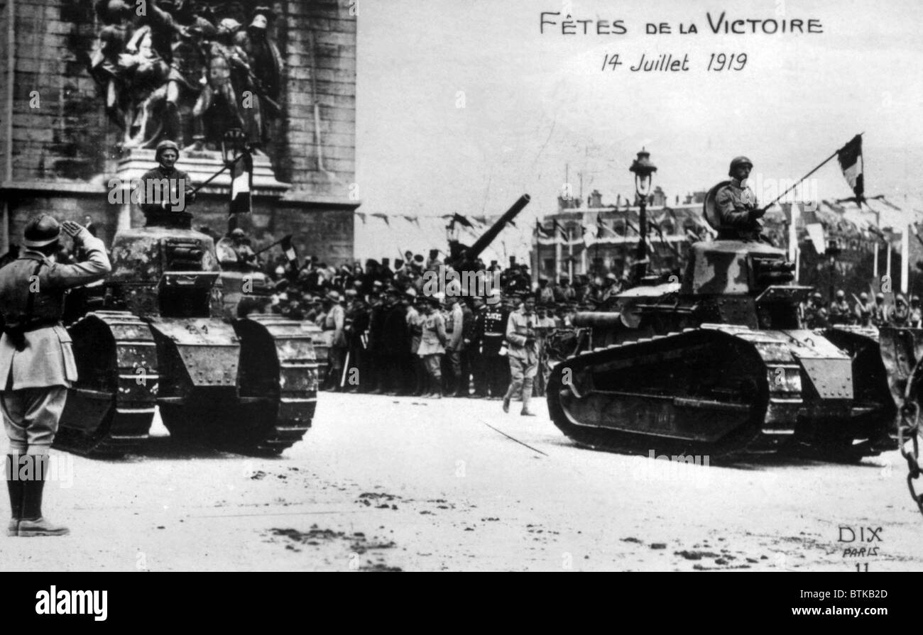 World War I, post war victory parade in Paris, France, July 14, 1919 ...