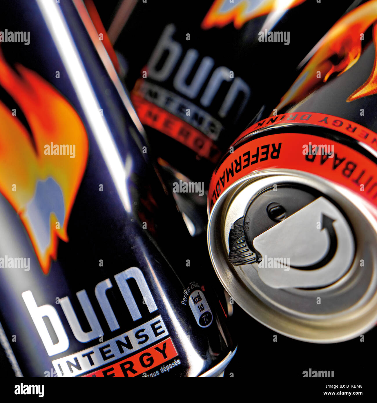 A Can of Burn intense energy drink Stock Photo - Alamy