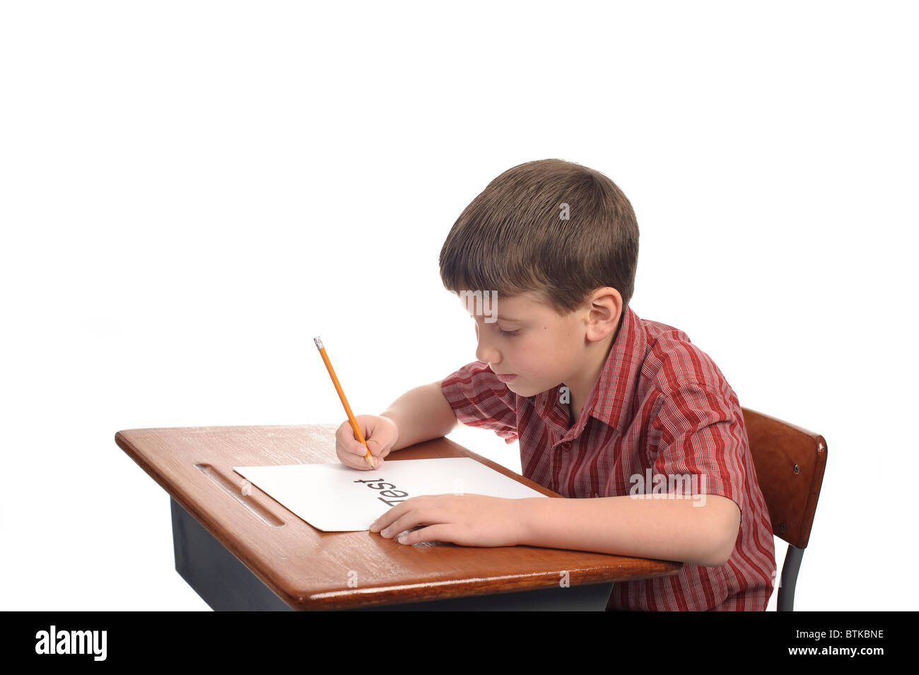 A boy in school about to take a test Stock Photo - Alamy