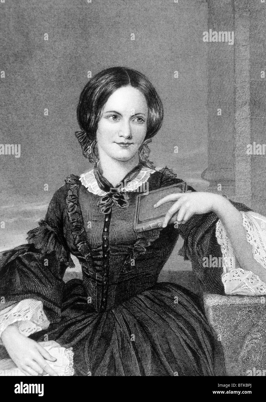 Charlotte Bronte (1816-1855), British author. Engraving from an ...