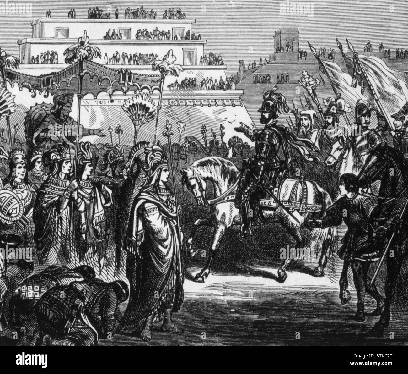 Hernando Cortez (aka Hernando Cortes) entering Cholula, Mexico Stock ...