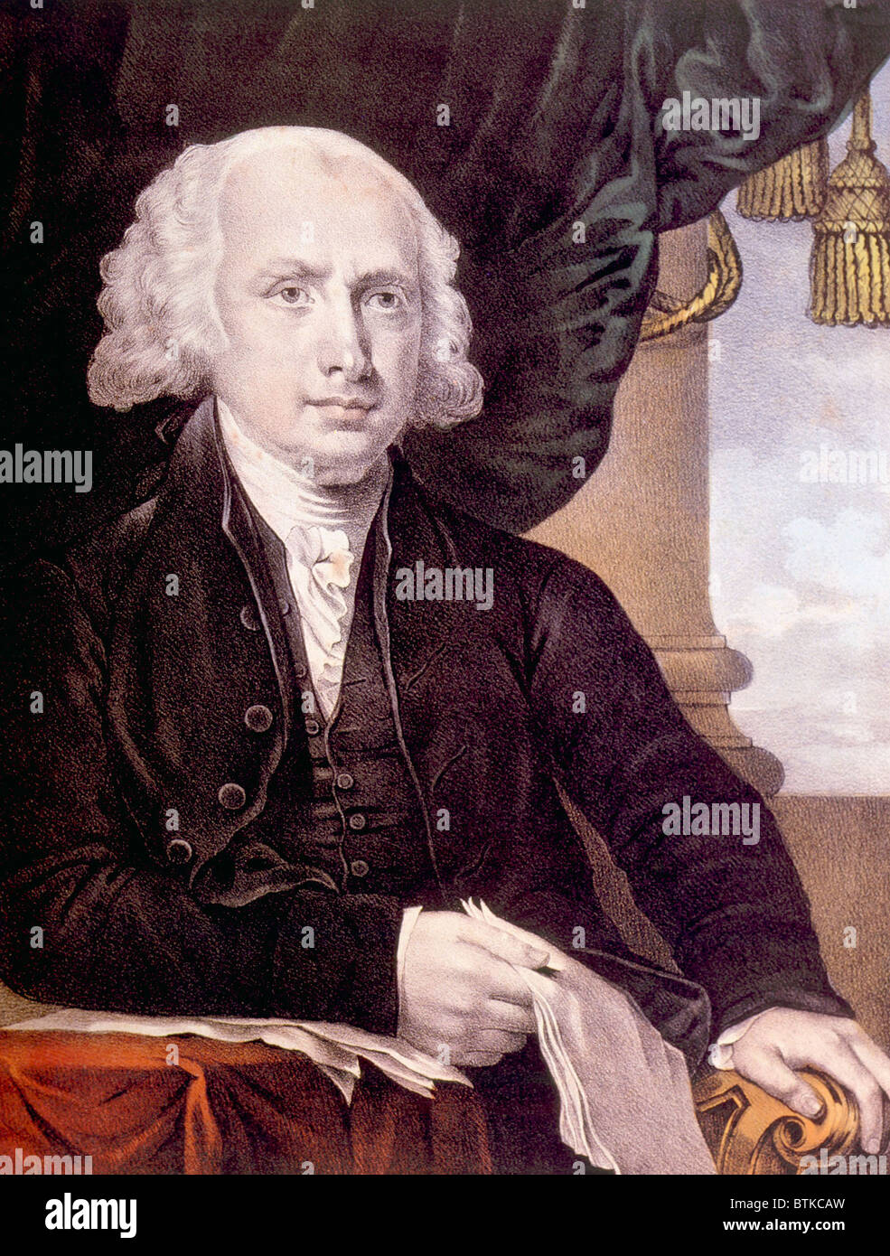 James Madison (1751-1836), U.S. President (1809-1817), lithograph by ...