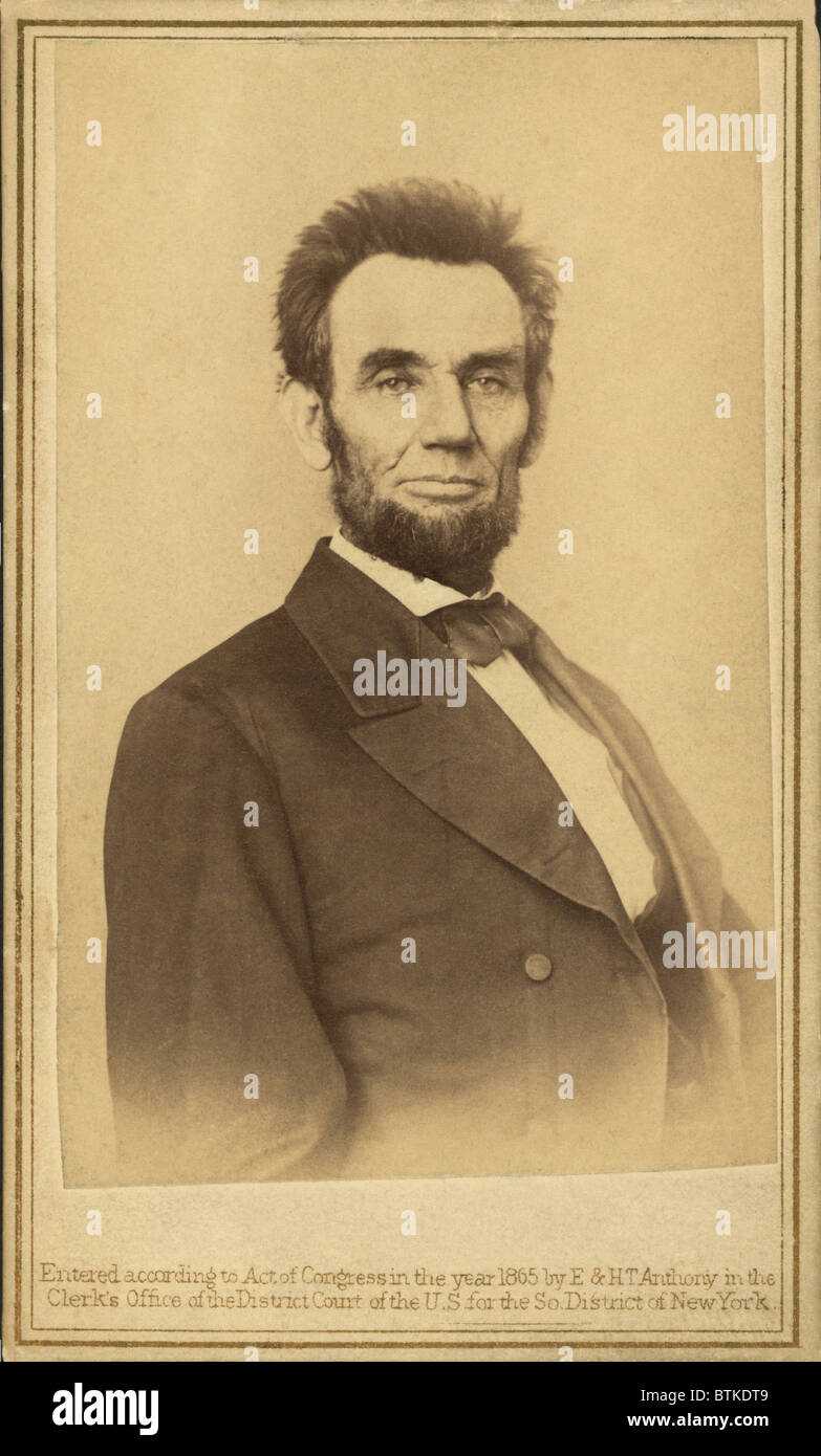 Abraham Lincoln portrait taken in 1865, by the publishing firm of E ...